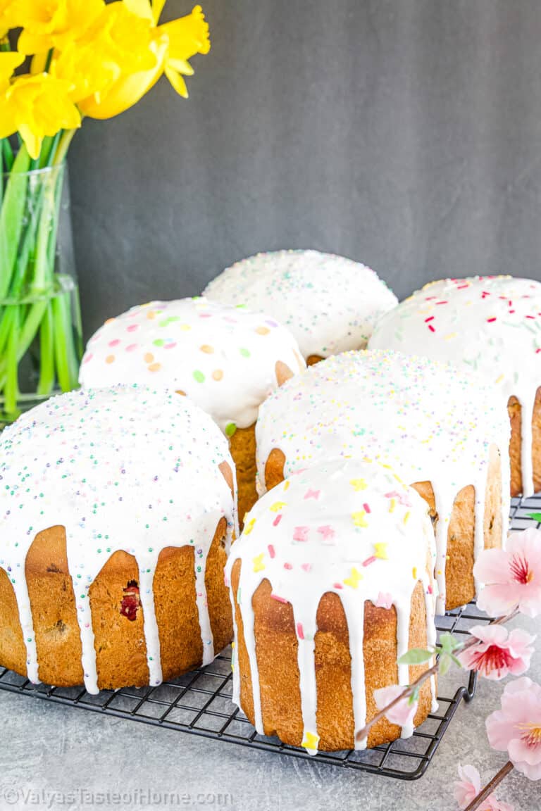 Paska Easter Bread (with Glaze and Sprinkles)
