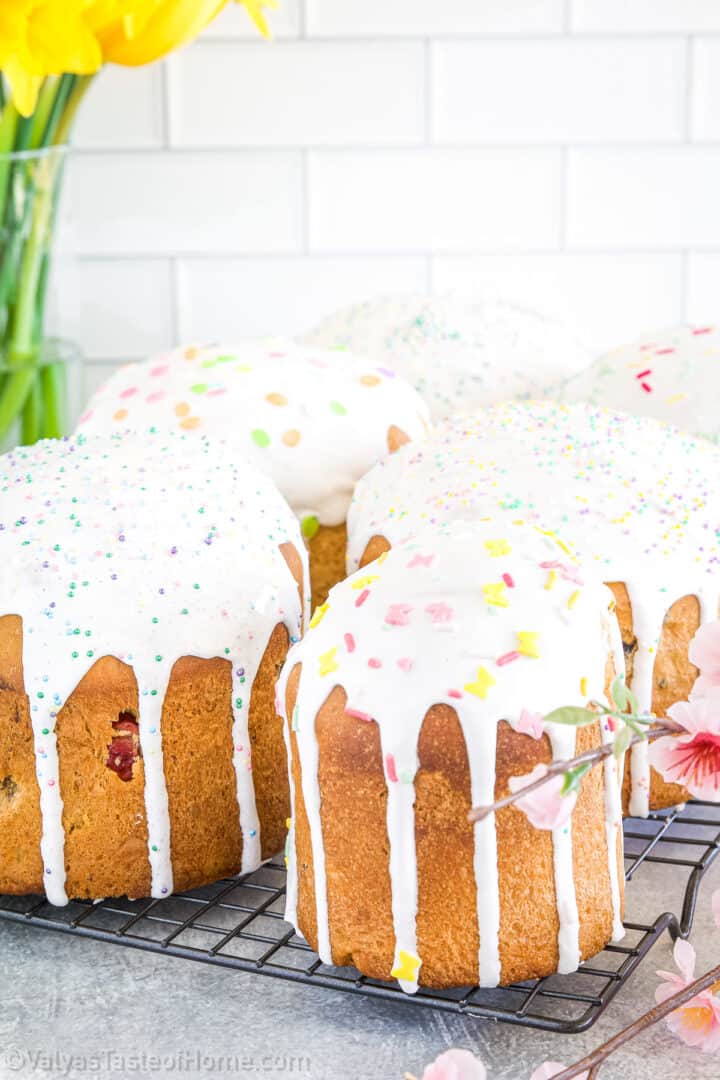Paska Easter Bread (with Glaze and Sprinkles)