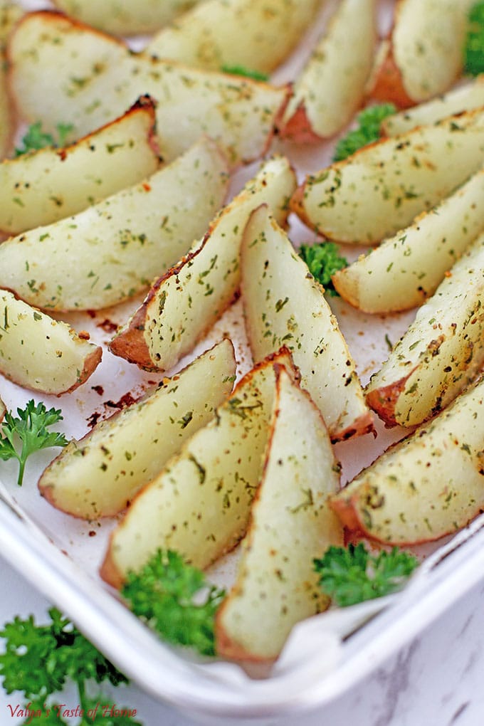 Seasoned Baked Red Potato Wedges Valya s Taste Of Home